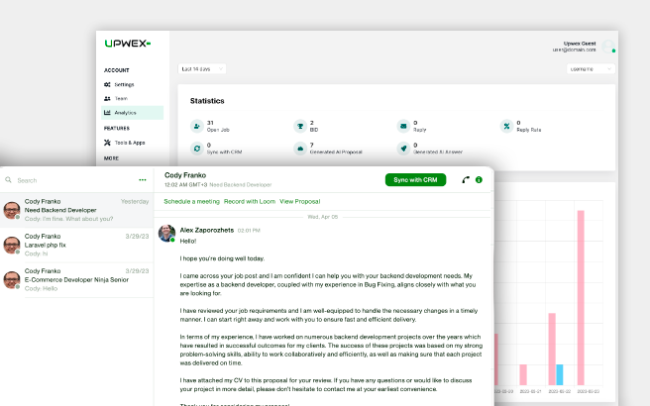 Upwex.io | AI Tools for Upwork & Pipedrive Sync